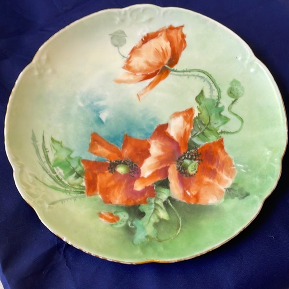 Accents | Antique Porcelain Hand Painted Red Poppy Flowers Plate 85 ...
